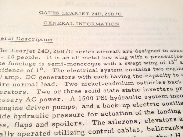 Learjet 24D, 25B & 25C Pilot Training Manual. – G's Plane Stuff