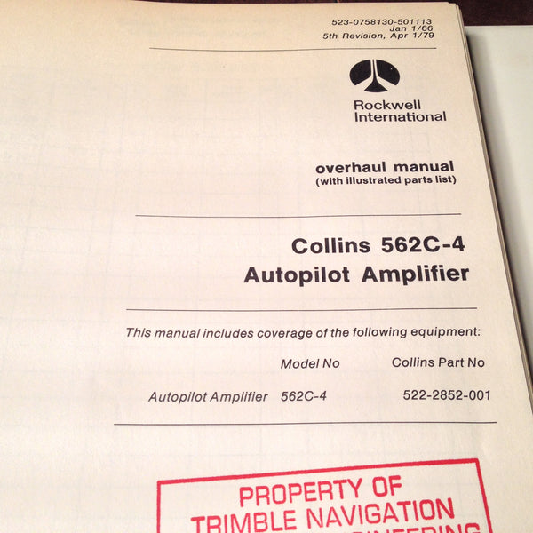 Collins 562C-4 Autopilot Amplifier Overhaul Manual. – G's Plane Stuff