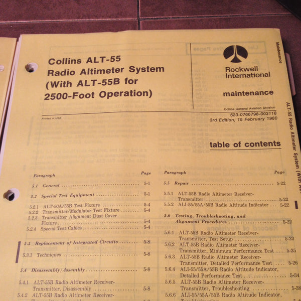 Collins ALT 55 & ALT-55B Service and Parts Manual. – G's Plane Stuff