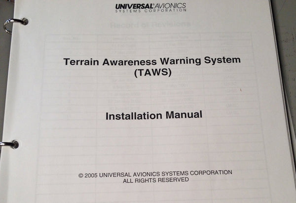 Universal TAWS Terrain Awareness Warning System Install Manual. – G's ...