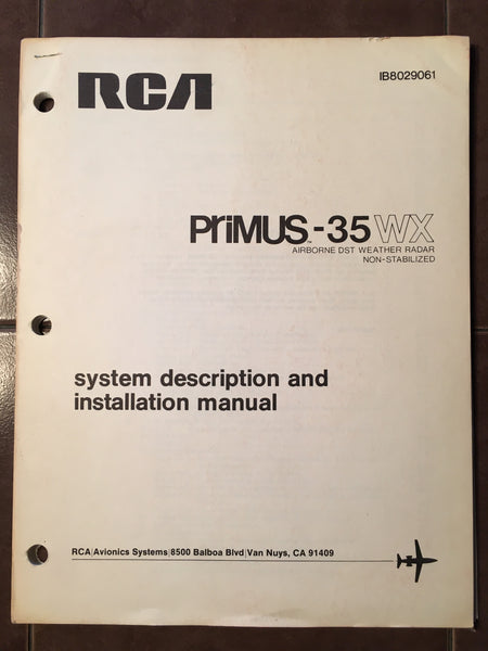 RCA Primus 35WX Radar install manual. – G's Plane Stuff