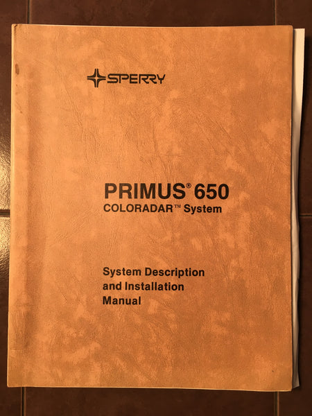 Sperry Primus 650 Radar install manual. – G's Plane Stuff