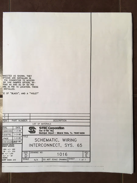 S-tec System 65 Schematic, Installation Wiring Interconnect. – G's ...