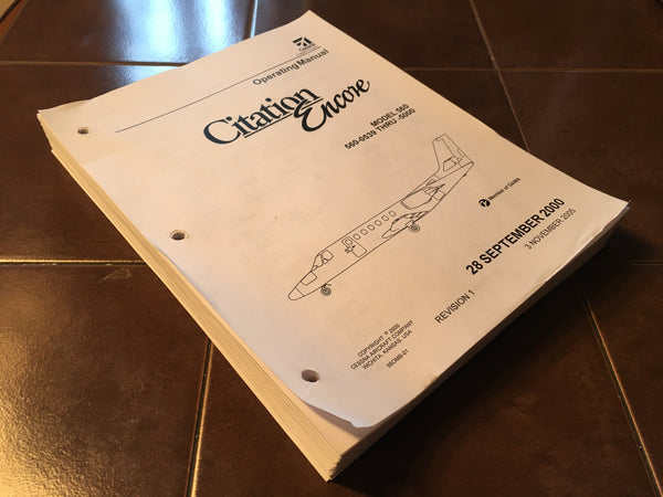 Cessna Citation Encore Model 560 Operating Manual. – G's Plane Stuff