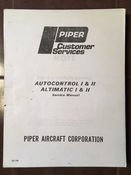 Edo Piper AutoControl I & II & AltiMatic I & II Autopilot Service Manu ...