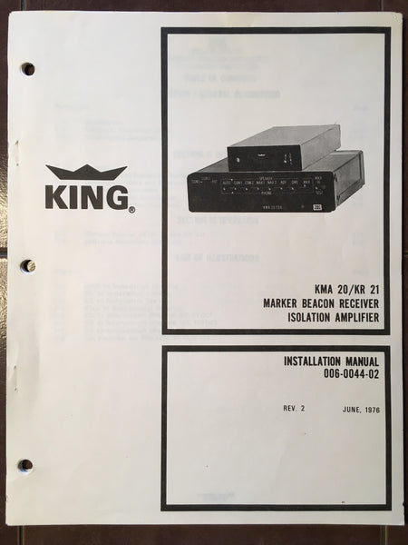 King KMA-20 Audio & KR-21 Marker Install Manual. – G's Plane Stuff